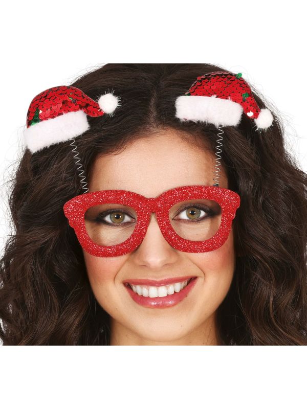 Kerst Bril Pailletten Kerstmuts
