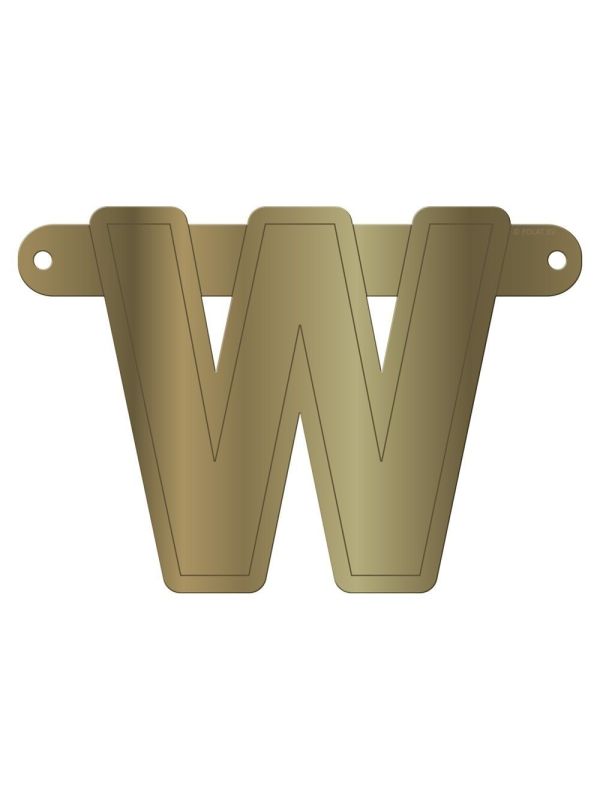 Letter W Banner Metallic Zilver
