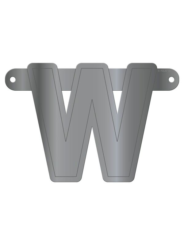 Letter W Banner Metallic Zilver