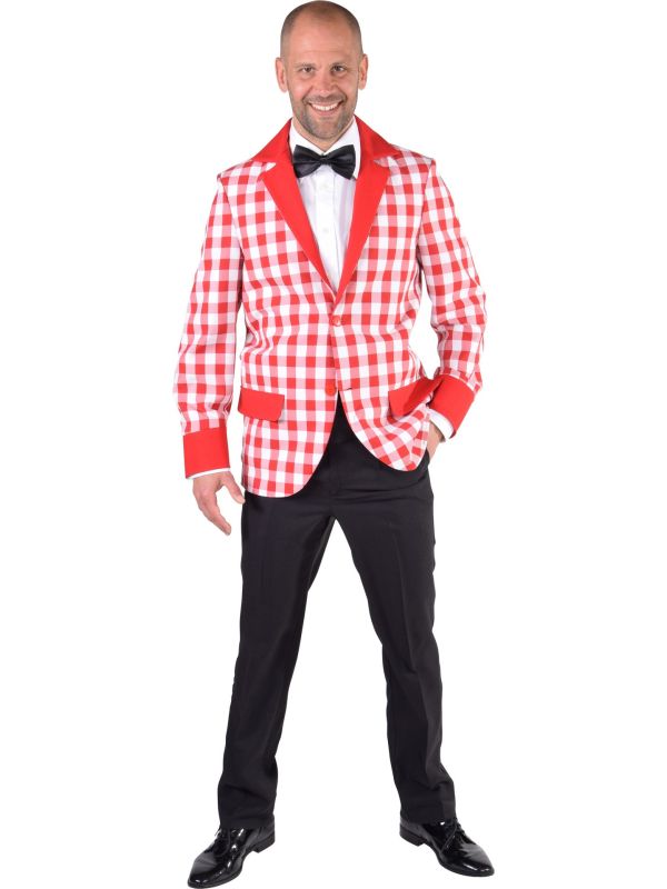 Rood geblokte colbert mannen | Carnavalskleding.nl