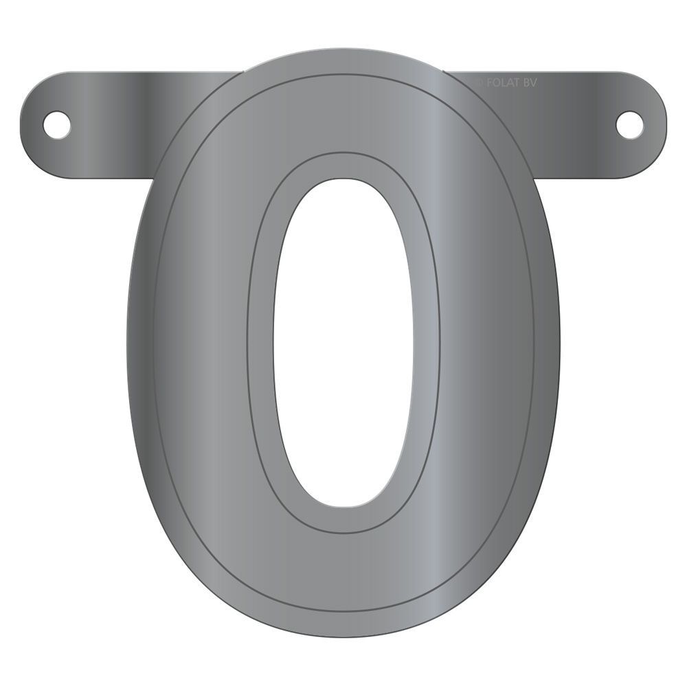 Cijfer 0 Banner Metallic Zilver