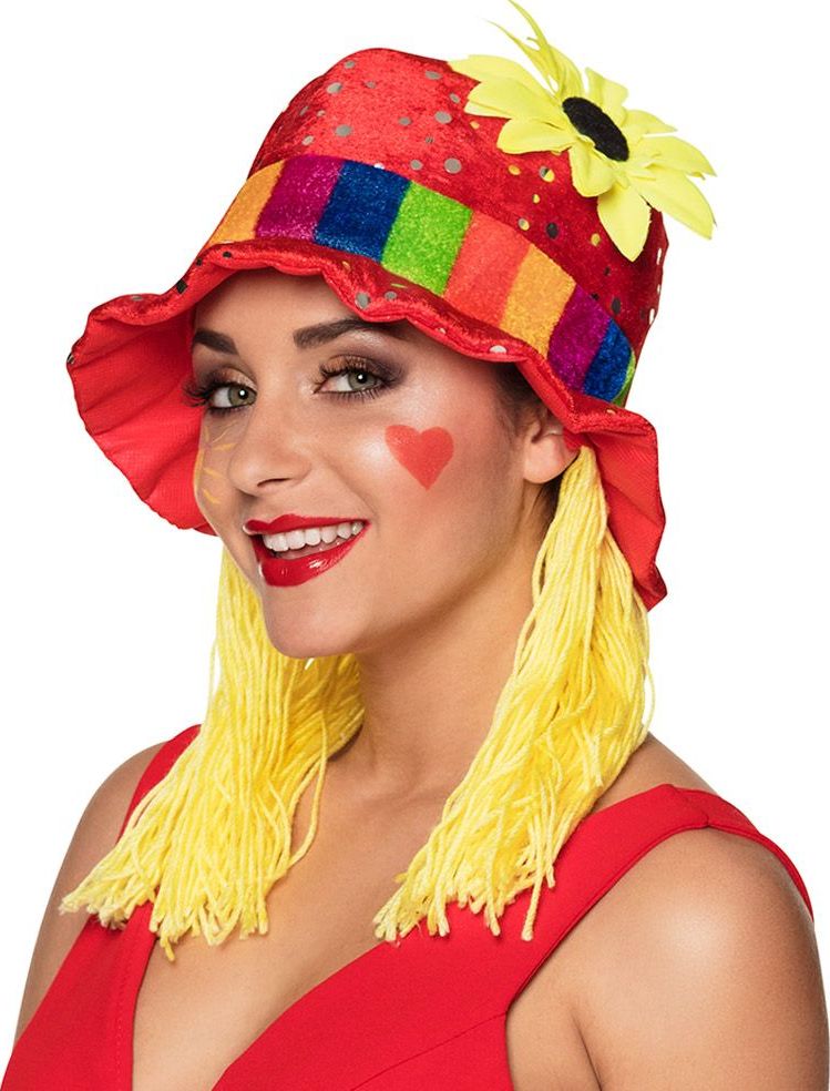 Clown clara vrolijke hoed