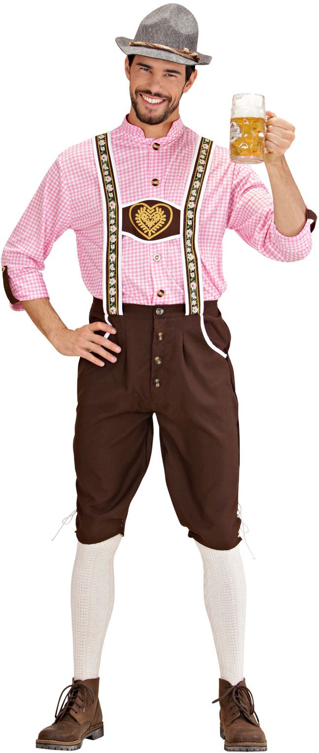 Duitse lederhose met blouse kostuum | Carnavalskleding.nl