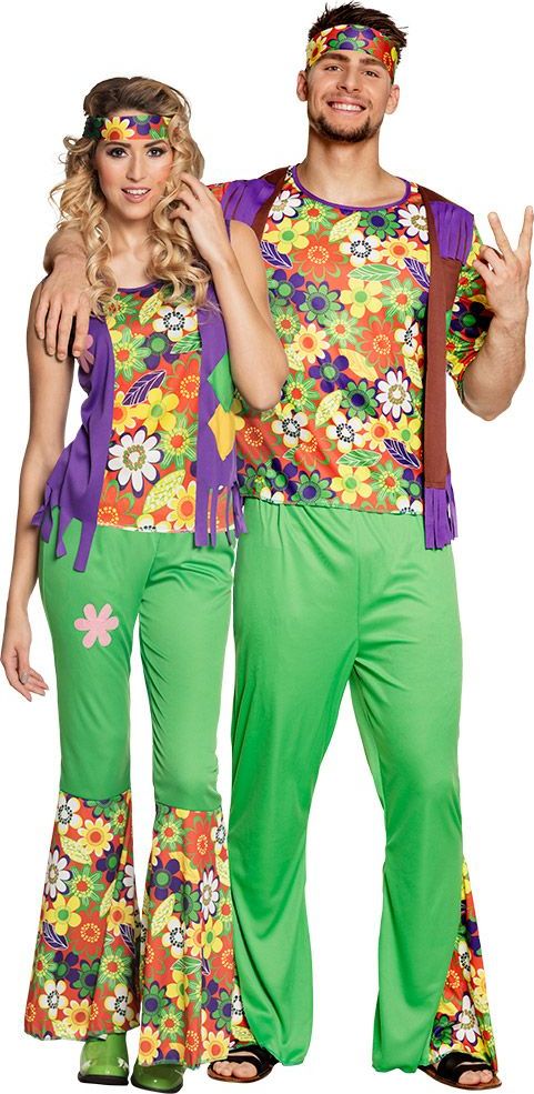 Flower power woodstock kostuum man
