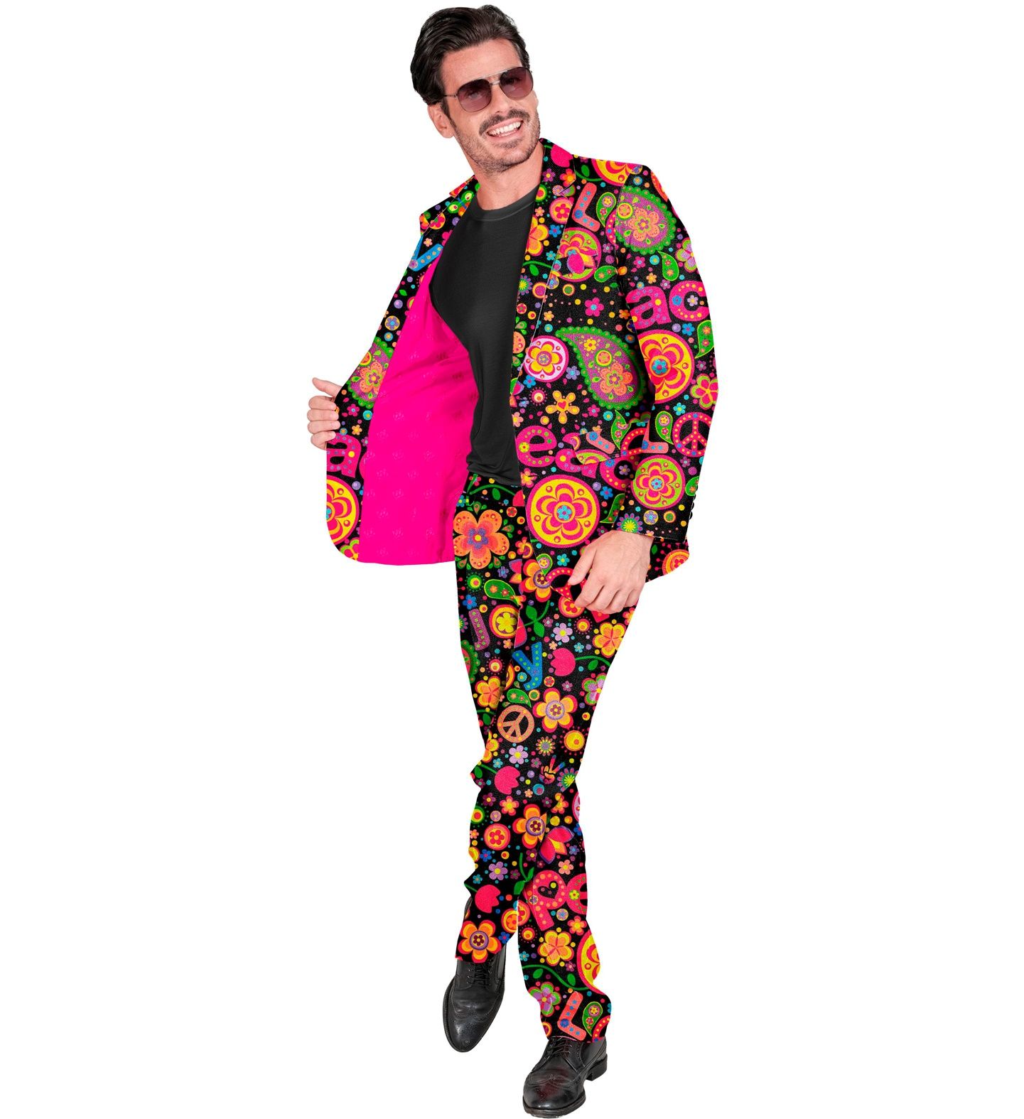 Glow in the dark hippie kostuum heren