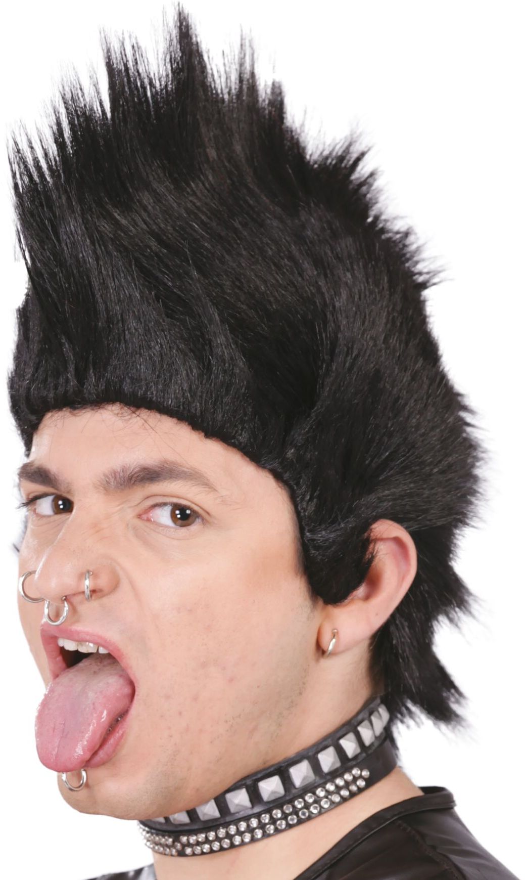 Hanenkam punker pruik zwart | Carnavalskleding.nl