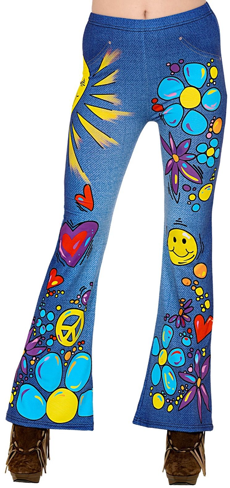 Hippie smiley flared jeans legging