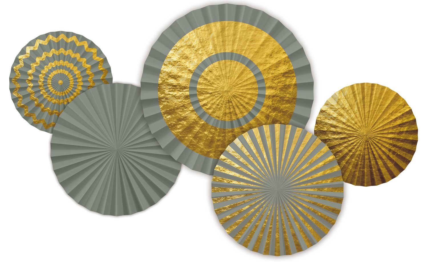 Honingraat waaiers goud/grijs