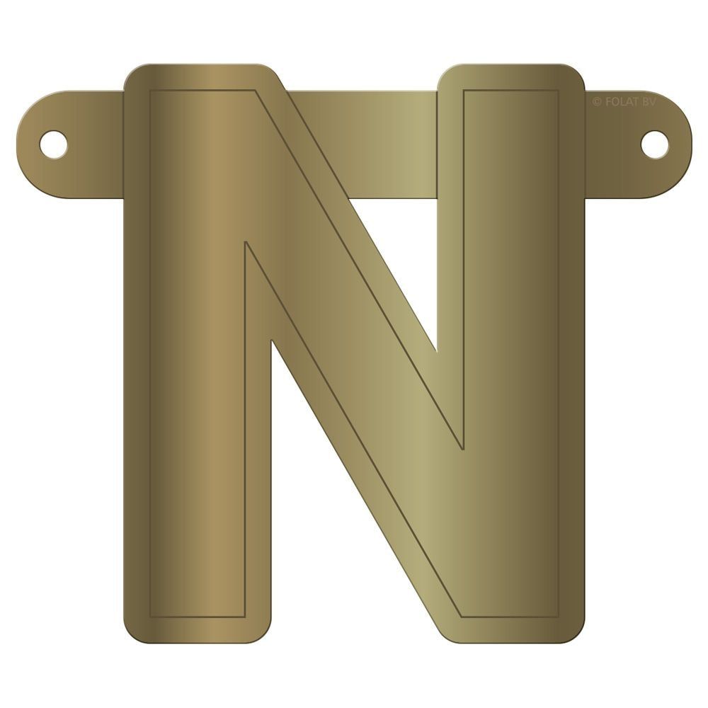 Letter N Banner Metallic Goud