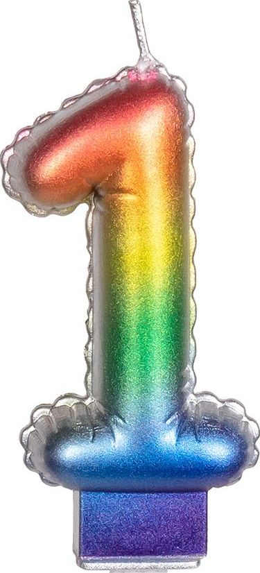 Regenboog kaars cijfer 1