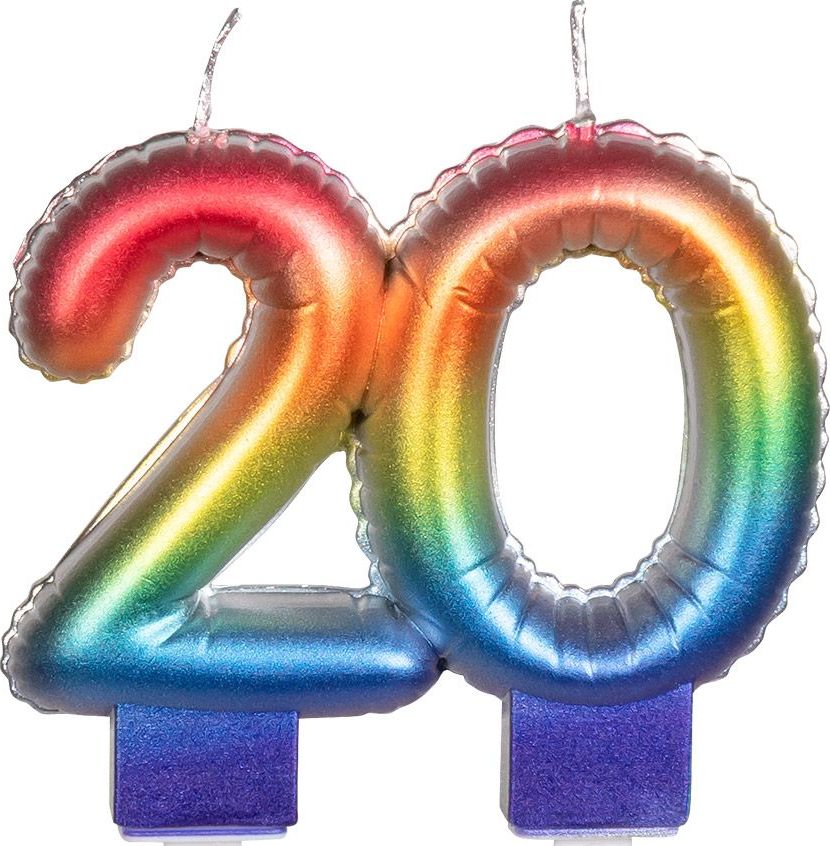 Regenboog Kaars Cijfer 20