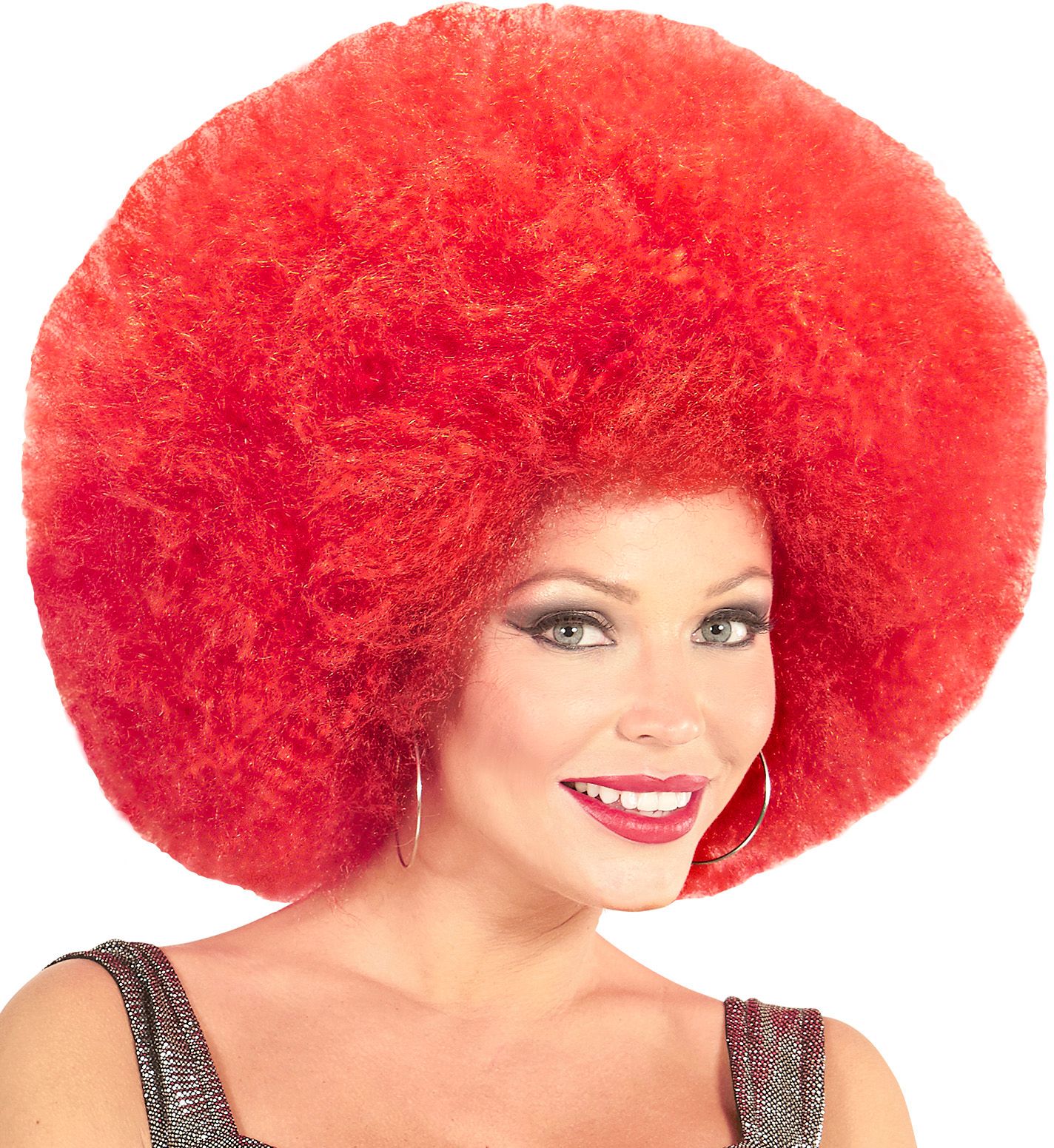 Rode maxi afro pruik | Carnavalskleding.nl