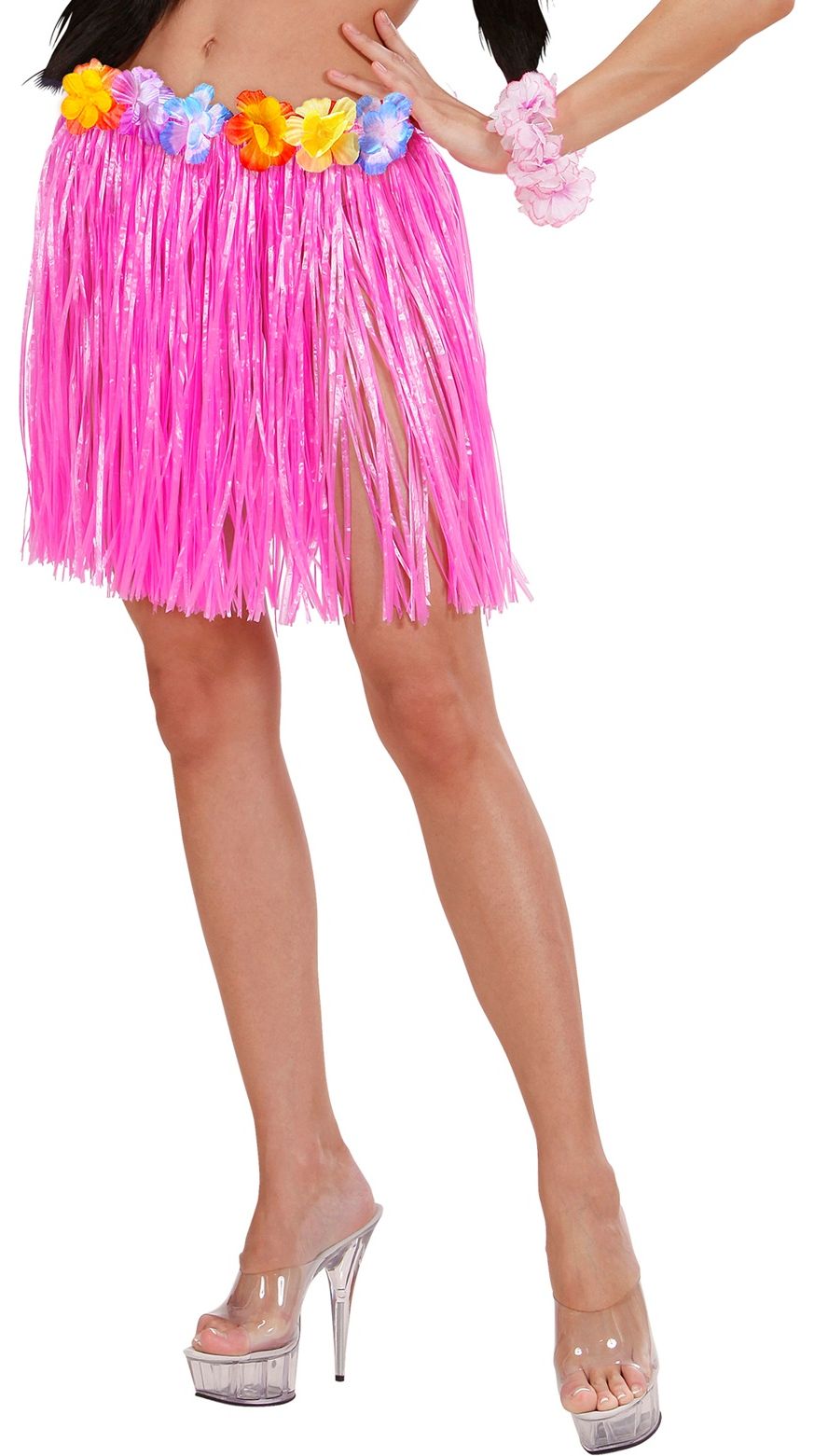 Roze hawaii rokje met bloemen