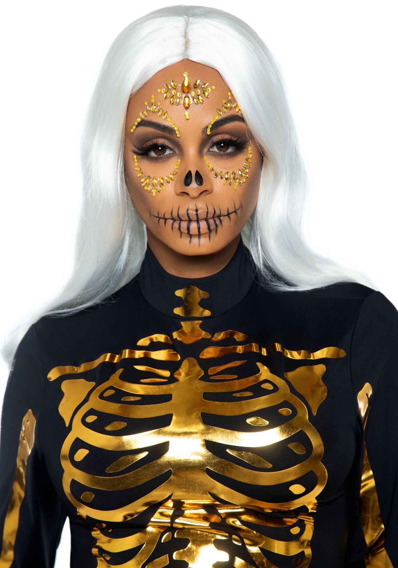 Sugar skull gouden face jewels