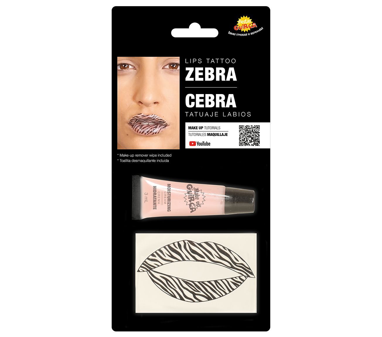 Zebraprint lip tattoo | Carnavalskleding.nl
