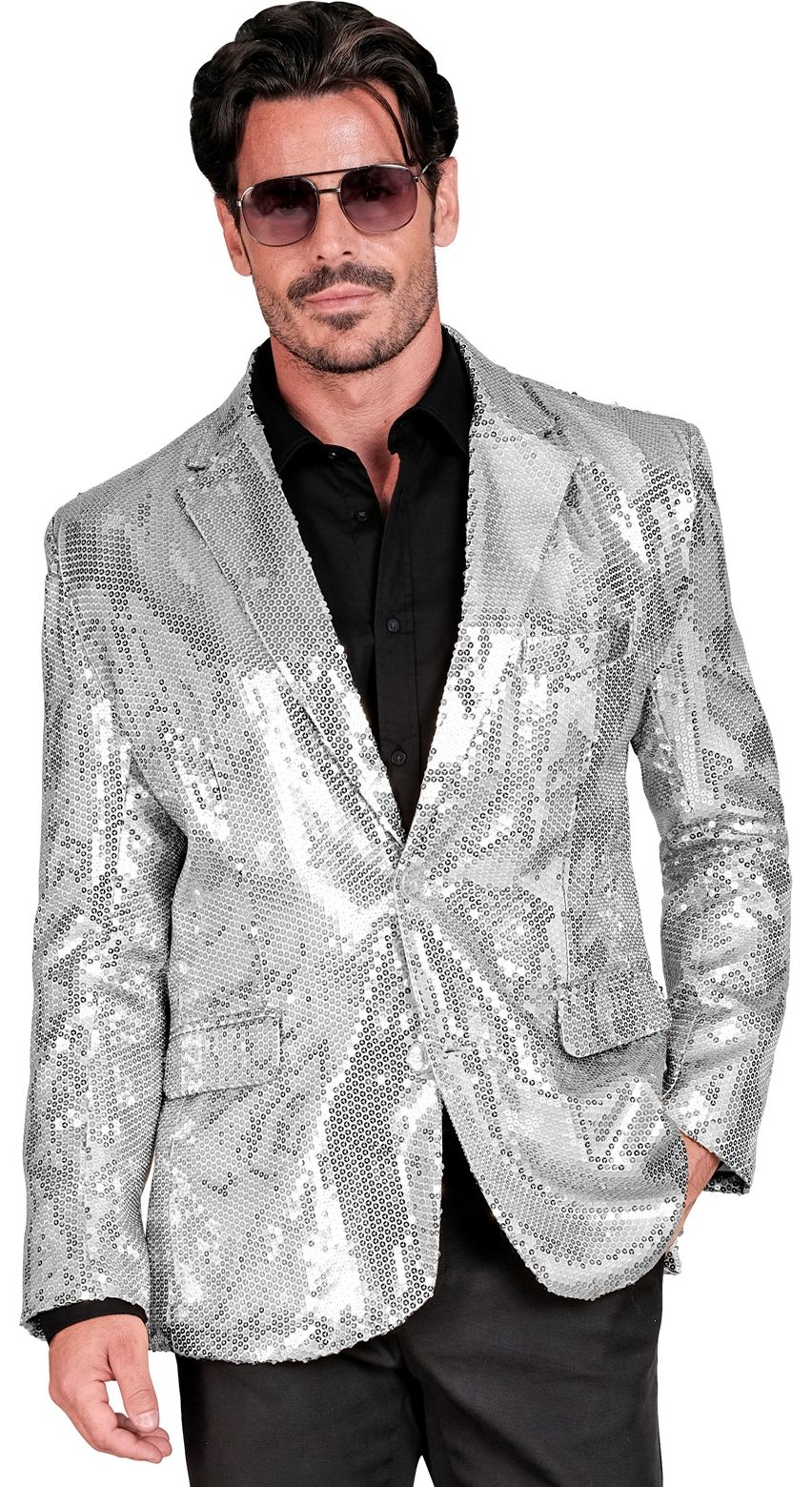 Zilveren pailletten party colbert heren