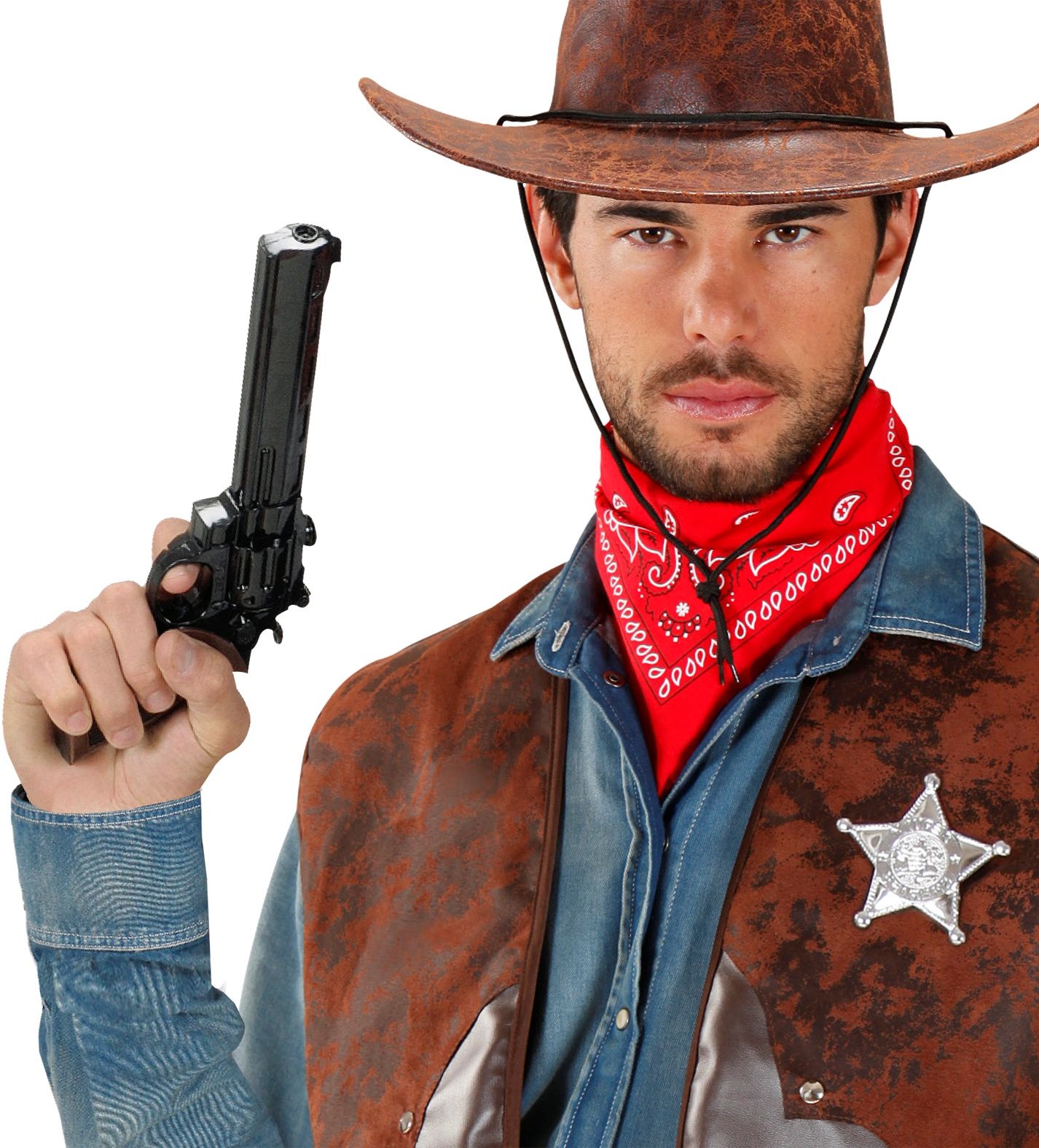 Zwarte cowboy revolver | Carnavalskleding.nl